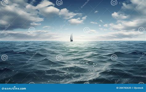 Sailing Ship Glides On Waves Wind Guides Towards Nautical Adventure Generated By AI Stock