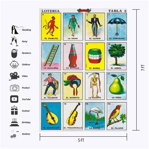Buy Jming Mexican Loteria Card Backdrop 5x7ft Vinyl Loteria Cards