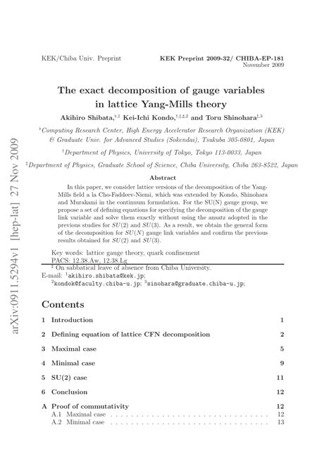 Pdf The Exact Decomposition Of Gauge Variables In Lattice Yang Mills Theory