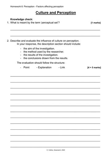 Aqa Gcse Psychology Factors Affecting Perception Culture Perception