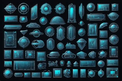 Premium Ai Image Big Collection Of Retro Futuristic Elements For Design Abstract Set Of Frames