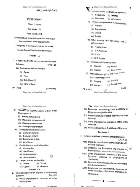 Msc 1 Sem Botany Cc 3 2019 Pdf