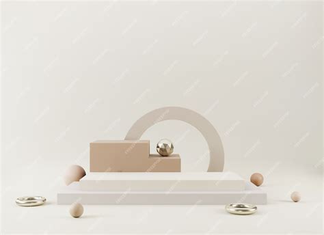 기하학적 형태로 추상 최소한의 장면 제품 프리젠 테이션 3d 렌더링을위한 최소한의 배경 디자인에 빈 연단 디스플레이 프리미엄 사진