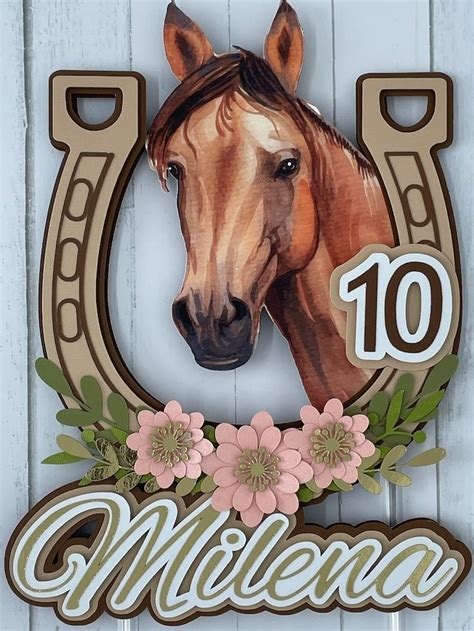 Topper De Pastel De Caballo Topper De Pastel Ecuestre Floral