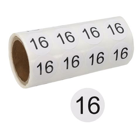 1 Inch Number Stickers Number 16 Sticker Numbers Labels Round Small