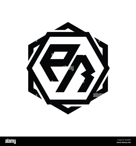 Pr Logo Monogram Hexagon Shape With Geometric Abstract Isolated Outline