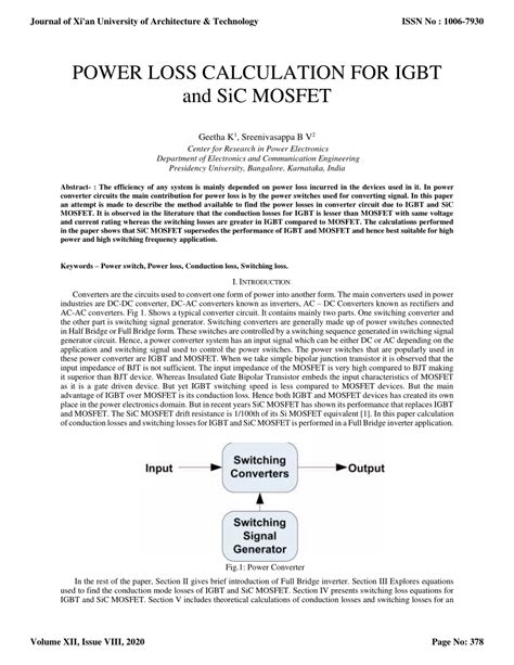 Pdf Power Loss Calculation For Igbt And Sic Mosfet