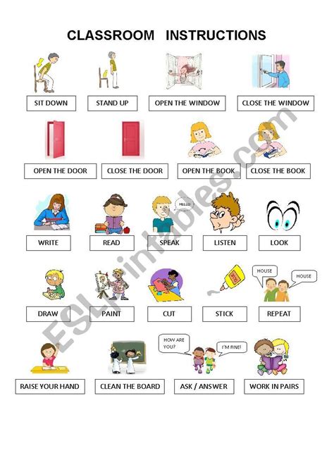 Classroom Instructions Esl Worksheet By Mlupich Classroom