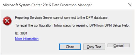 DPM 2016 Reporting Services Server Cannot Connect To DPM Database