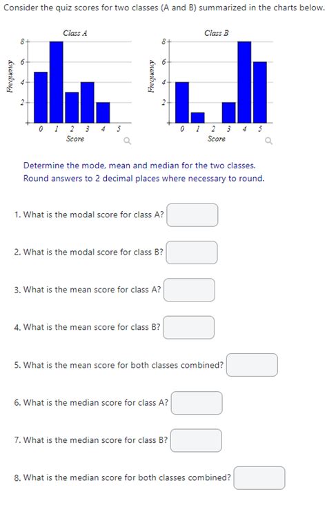 Solved Consider The Quiz Scores For Two Classes A And B