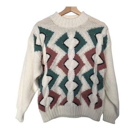 Vintage Sweaters Vintage Chunky Abstract Cable Knit Sweater Poshmark