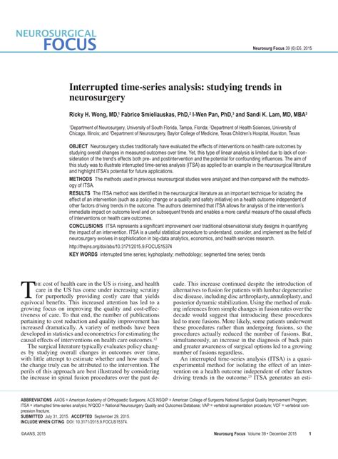 (PDF) Interrupted time-series analysis: Studying trends in neurosurgery