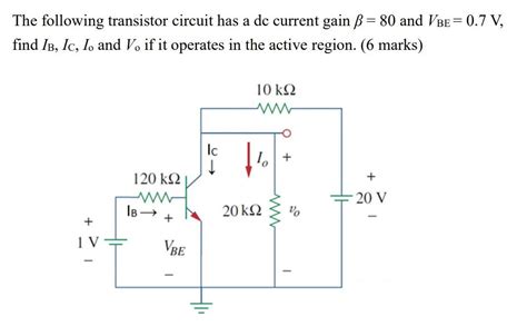Solved The Following Transistor Circuit Has A Dc Current Chegg