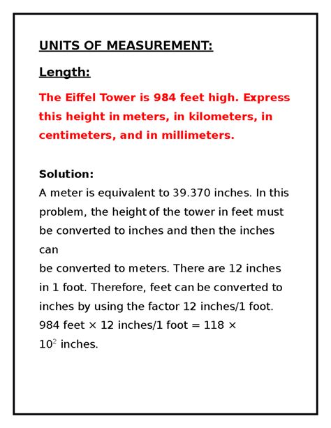 Tutorial No01 Lenght And Area Units Of Measurement Length The