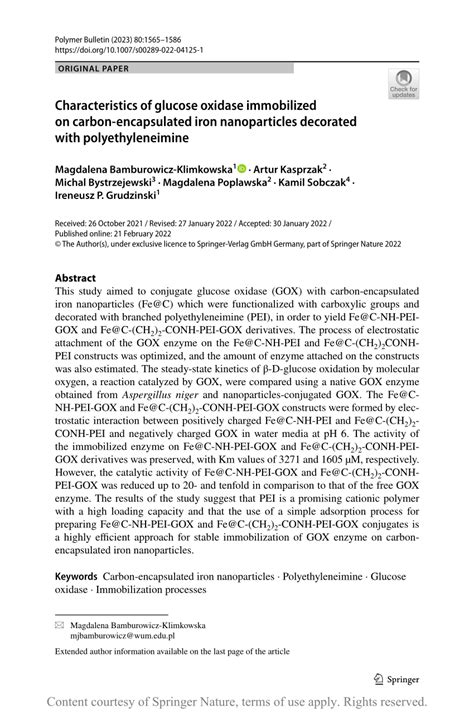 Characteristics Of Glucose Oxidase Immobilized On Carbon Encapsulated Iron Nanoparticles