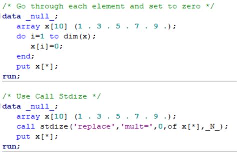 Set All Array Elements To Zero In Sas Sasnrd
