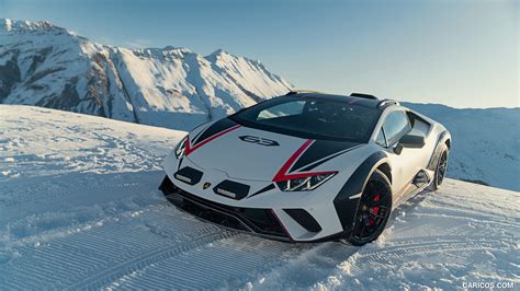 Lamborghini Huracán Sterrato 2024my In The Snow Front Three Quarter