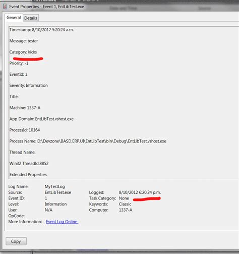 Enterprise Library How To Add Data To Task Category In Windows Event