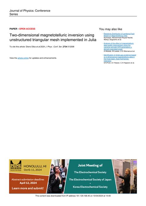 Pdf Two Dimensional Magnetotelluric Inversion Using Unstructured