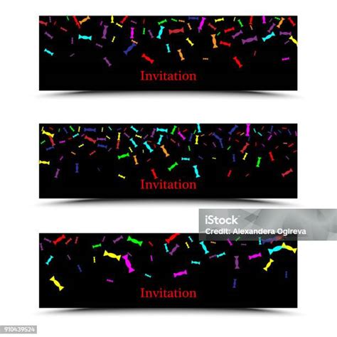 현대 창작 초대장 인사말 카드에 대 한 검은 배경에 밝은 캔디 세 번 비즈니스 브로슈어 서식 파일 3에 대한 스톡 벡터 아트 및 기타 이미지 Istock