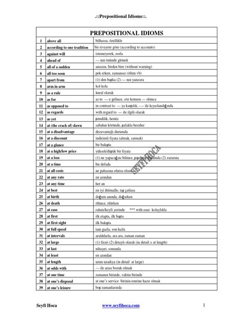 Prepositional İdioms 2 Pdf