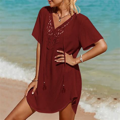 Daznico Womens Bikini Womens Swimsuit Coverup Lace Crochet V Neck