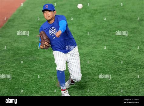 Shota Imanaga Of The Chicago Cubs Participates In A Training Session At Tokyo Dome In Tokyo