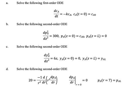 Solved A Solve The Following First Order Ode