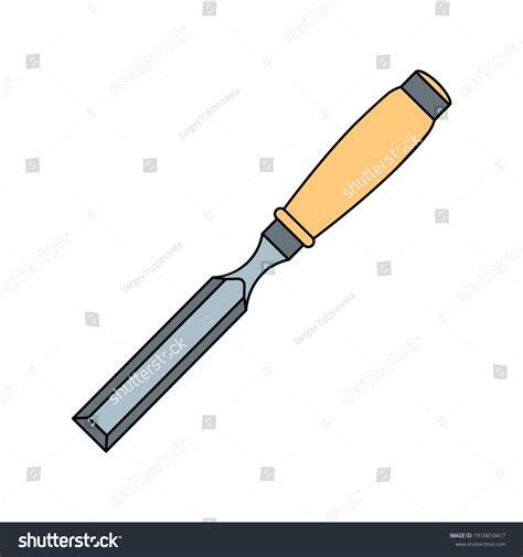 Vector Illustration Woodworking Flat Chisel Wooden Stock Vector Royalty Free