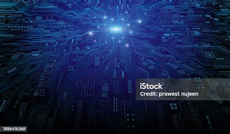 Cpu Chip On Motherboard Central Computer Processors Cpu Concept Quantum Computer Large Data