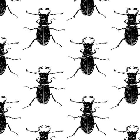 Free Vector Seamless Monochrome Pattern With Bugs