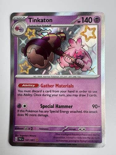 Holo Tinkaton 167 091 Shiny Rare Paldean Fates Pokemon Tcg Ebay