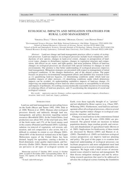 Pdf Ecological Impacts And Mitigation Strategies For Rural Land Management