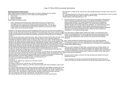 Self Assessment Instructions