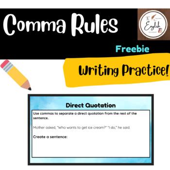 Comma Rules By The English Teacher Secondary TPT