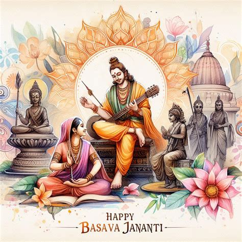 Premium Photo Watercolor Basava Jayanti Background Image