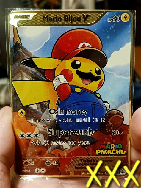 Pokemon Tcg Mario Pikachu 24kt Gold Plated Card Collectible T Etsy