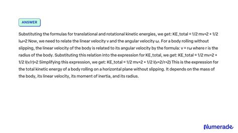 Solved Derive An Expression For The Total Kinetic Energy Of A Body