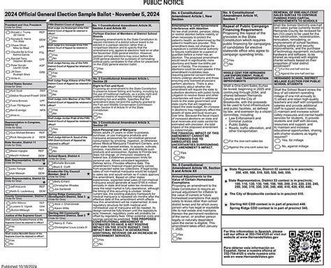 2024 Official General Election Sample Ballot November 5 2024