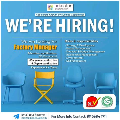 Mansi Kharat On Linkedin Hiring Opportunity Factorymanager Planthead Electronicsmanufacturing