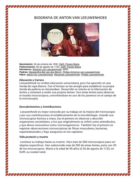 Biografia De Anton Van Leeuwenhoek Pdf