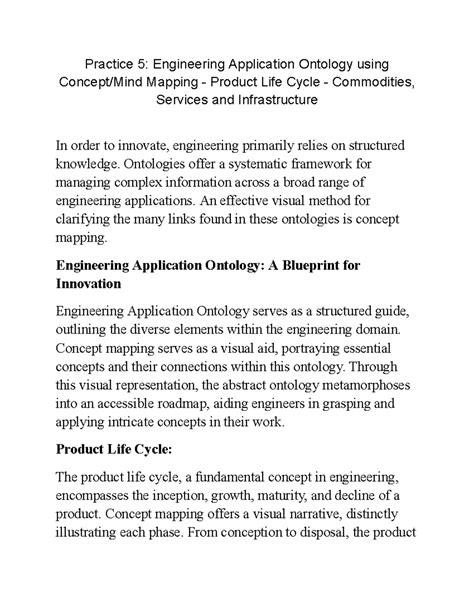Practice 5 Engineering Application Ontology Using Concept Mind Mapping Product Life Cycle