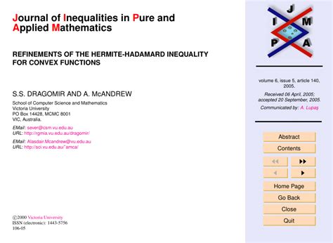 Pdf Refinements Of The Hermite Hadamard Inequality For Convex Functions