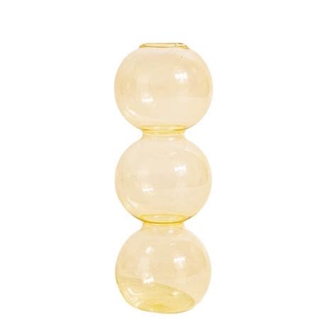 Ваза для Цветов Remy DeСor Стеклянная Декоративная Ваза Боно Желтого Цвета Высота 16 5 См для