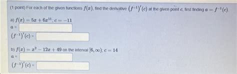 solved 1 point for each of the given functions f x find
