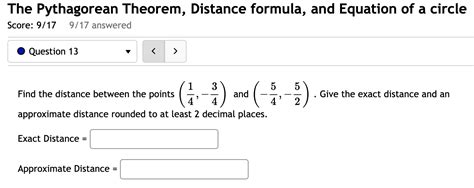 Solved The Pythagorean Theorem Distance Formula And Chegg Com