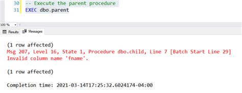 Issues When Using Temporary Tables In Nested Stored Procedures Denny