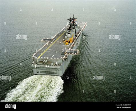 A Stern View Of The Amphibious Assault Ship Uss Wasp Lhd 1 Underway
