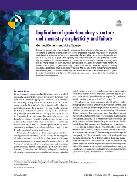 Pdf Implication Of Grain Boundary Structure And Chemistry On
