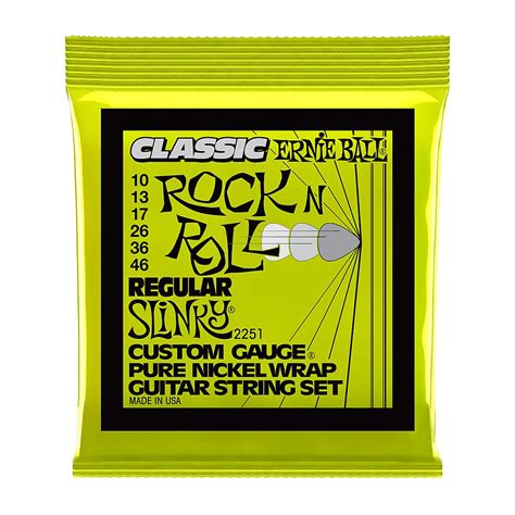 Ernie Ball Classic Rock N Roll Pure Nickel Wrap Electric Guitar Strings 010 046 Regular